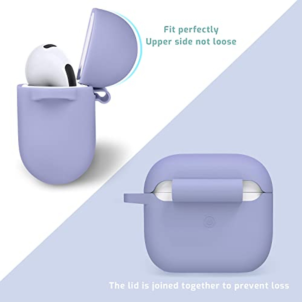 MATEPROX Compatible with AirPods 3 Case,Soft Silicone Protective Headphone Charging Cover with Keychain for Airpods 2021 3rd Generation (Lavender Purple)