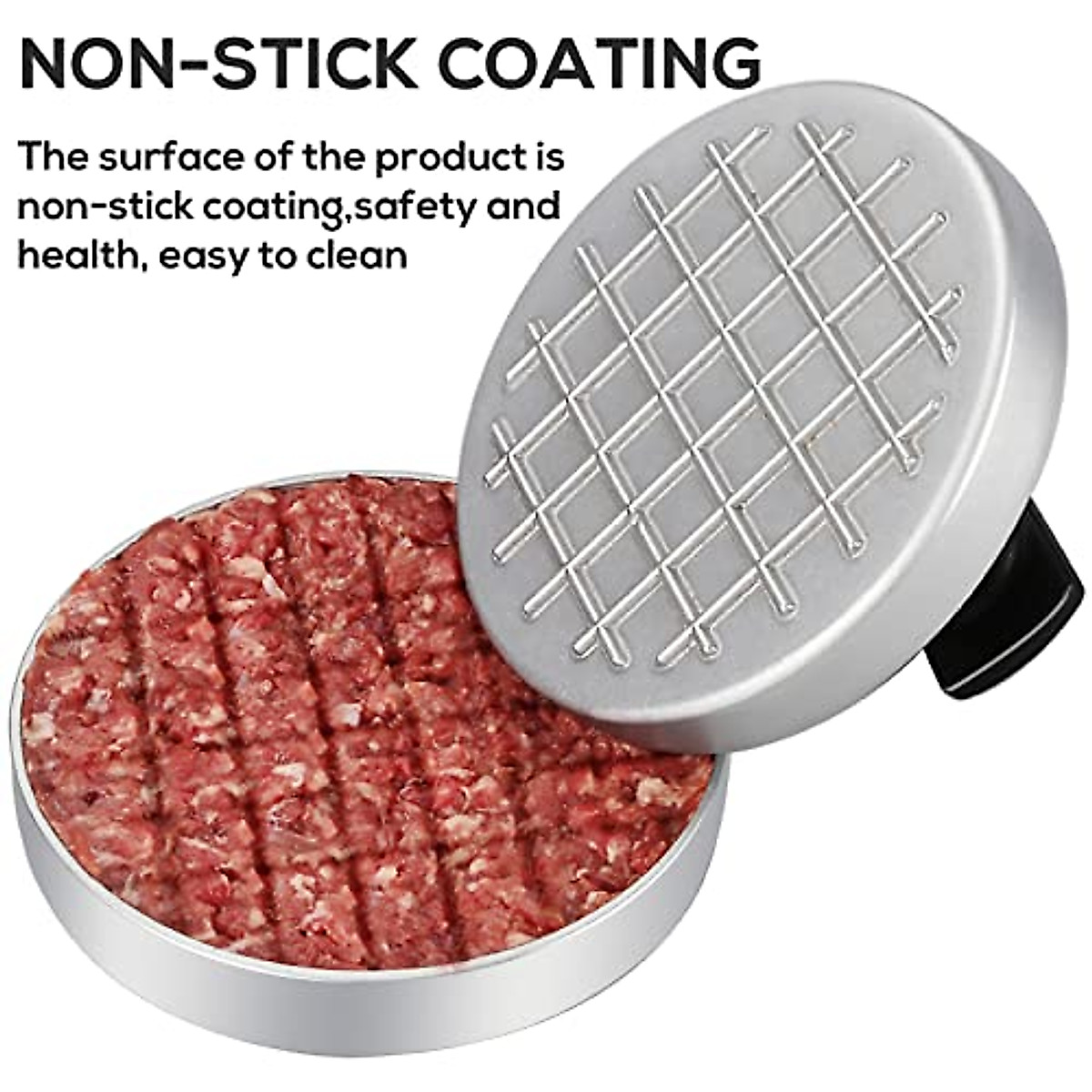 FAVIA Burger Press Patty Maker with 100 Wax Papers Set I Non-Stick Hamburger Meat Mold Ring for Beef Veggie Burger BBQ Barbecue Grill BPA Free Dishwasher Safe