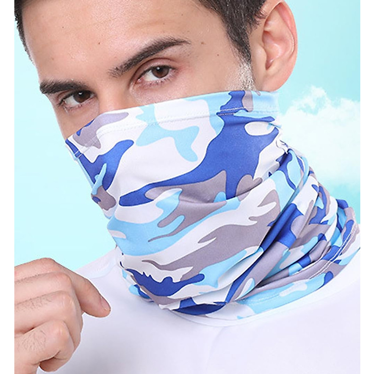 Sheliky 6Pcs Summer UV Protection Cooling Neck Gaiter Face Cover Scarf Outdoor Balaclava Bandana Headband for Men Women Fishing Cycling Running (Pack B)