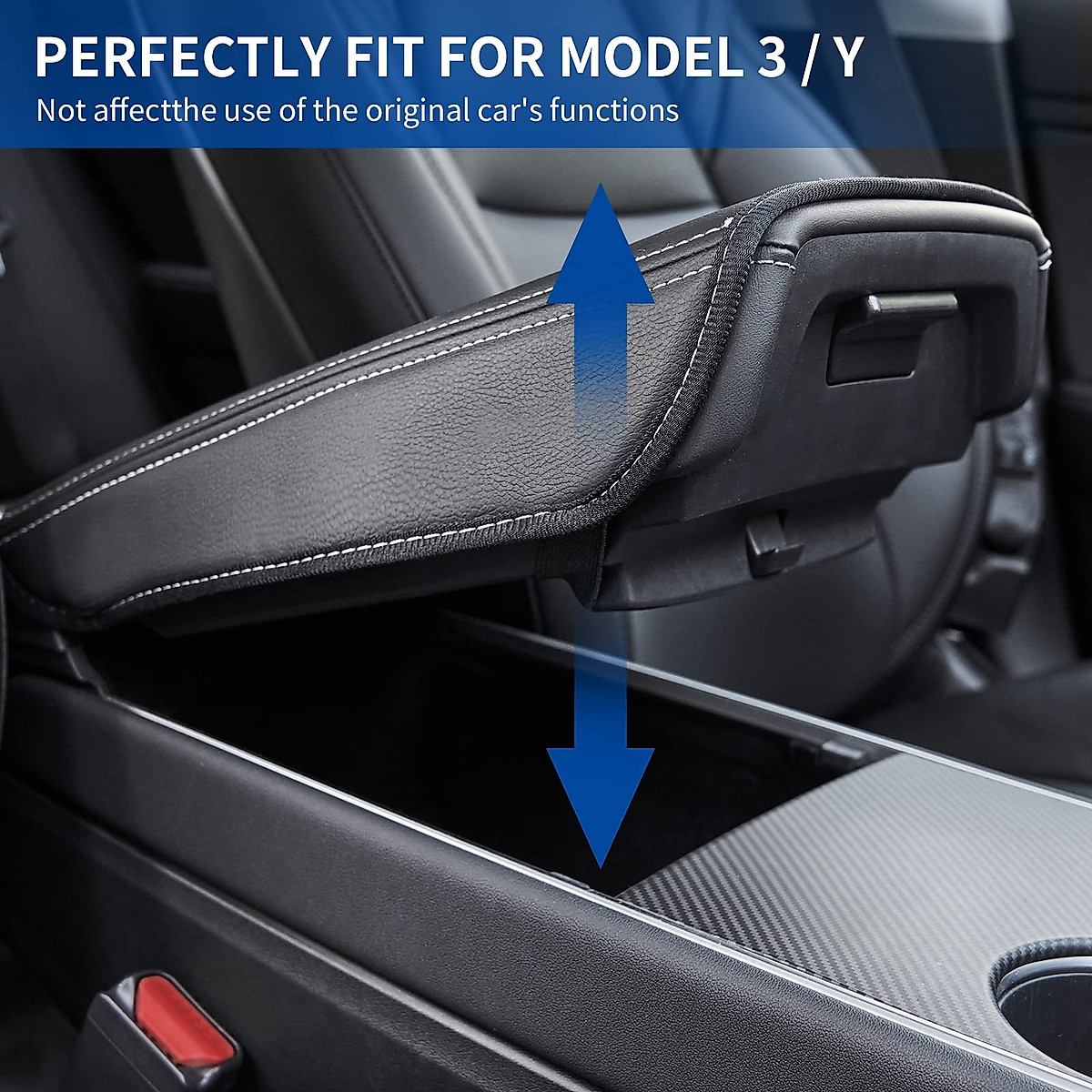 Tesla Model 3/Y Armrest Accessories - Wonarby Center Console Cover for Tesla - Car Armrest Box Cover Decoration Interior for Model 3 2017-2023 2024 2025 or Model Y 2020-2023 2024 2025 - Black