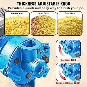 VEVOR Electric Grain Mill Grinder, 1500W 110V Spice Grinders, Commercial Corn Mill with Funnel, Thickness Adjustable Powder Machine, Heavy Duty Feed Flour Cereal Mill Wheat Grinders, Dry & Wet Grinder