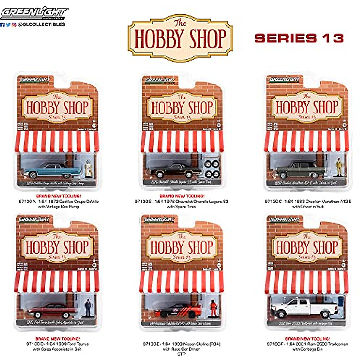 Greenlight 97130 The Hobby Shop Series 13 Complete Set of Six (6) Diecast Models 1:64 Scale
