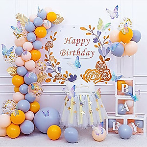 48pcs Laser 3D Butterfly Wall Decor, HKFUON 3 Sizes, 2 Styles Removable Paper Butterfly Wall Stickers Decorations, Butterflies Decals for Party Birthday Cake Baby Shower Bedroom Wedding Crafts Decor (Laser, 48pcs)