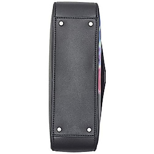 Calvin Klein Statement Series Lock Daytonna Leather Flap Convertible Shoulder Bag & Crossbody, Black Multi Print