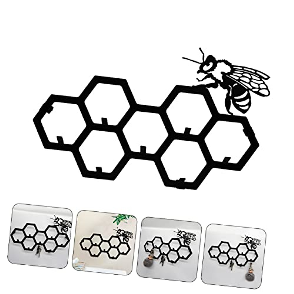 NOLITOY Towel Hooks Entryway Mount Coat Clothes Ornament Beehive Hats with Honeycomb Organizer Keys Decorative Iron Home Panel Mounted Hangers Art Household Cling Window Sunflower Hollow Towel Hook