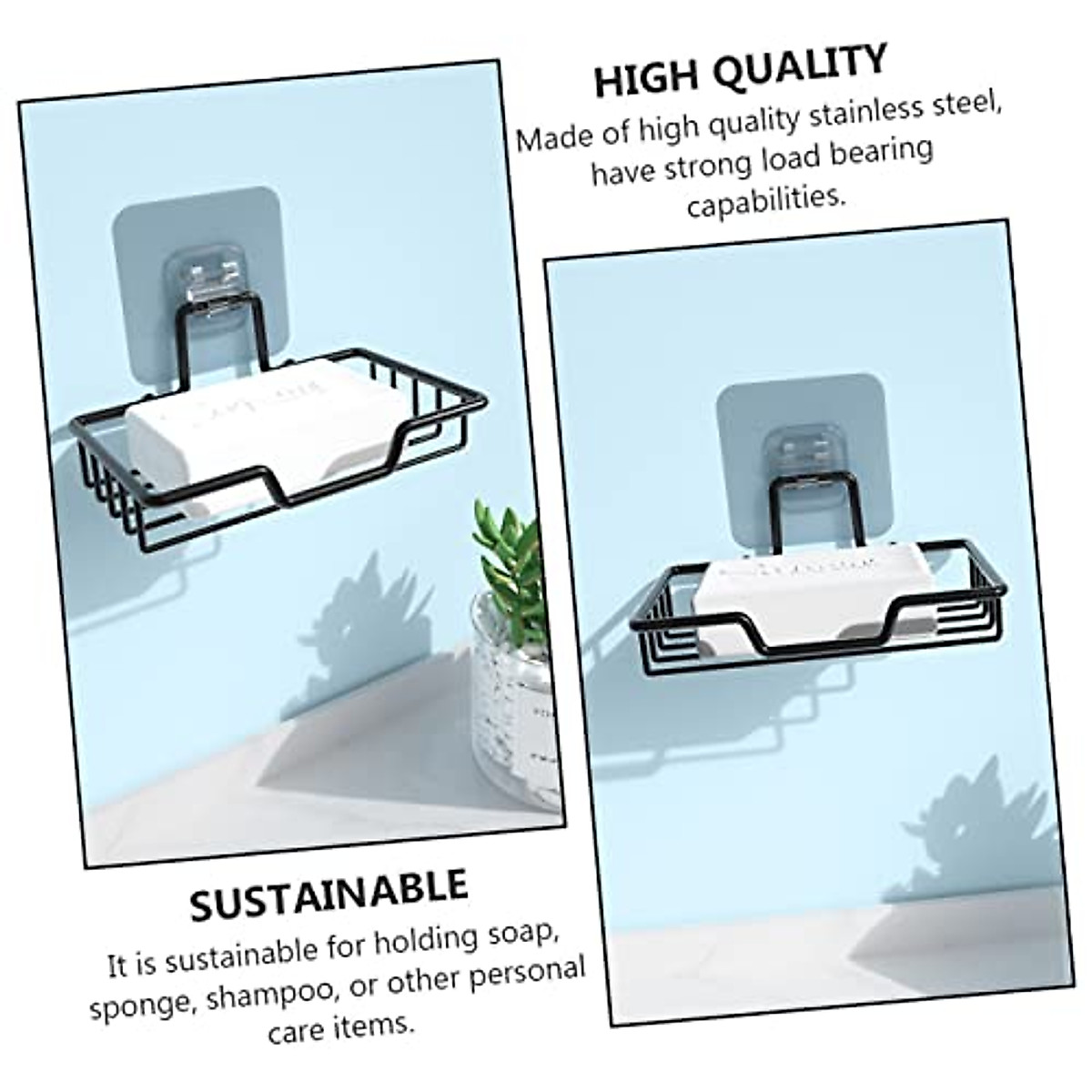 Levemolo 3pcs Kitchen Drilling Rack Dish Sponge Shampoo Organizer Bar Tissue Caddy Wall Shelf Bathroom Steel No Shower Wire Draining for Basket Soap Adhesive Mounted Storage Self Holder