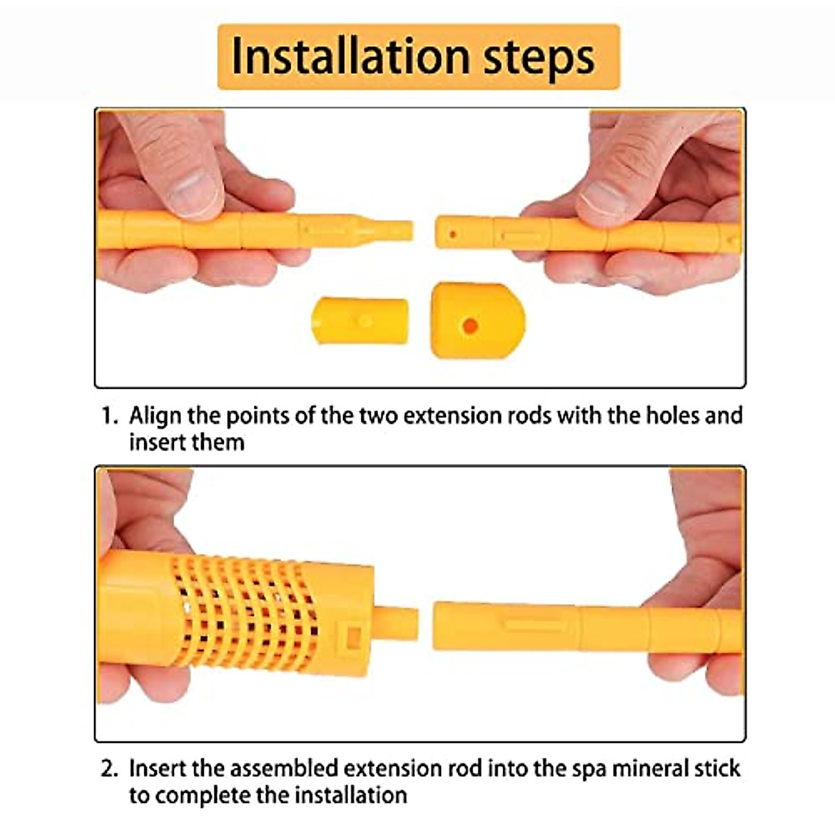 XUSHCL 2 Pack Spa Mineral Sticks Parts Cartridge for hot Tub Swimming Pool Fish Pond Filter, Last for 4 Month(Yellow)