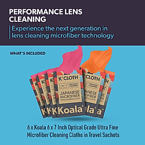 Koala Lens Cleaning Cloth | Japanese Microfiber | Glasses Cleaning Cloths | Eyeglass Lens Cleaner | Eyeglasses, Camera Lens, VR/AR Headset, and Screen Cleaning | Pink & Orange (Pack of 6)