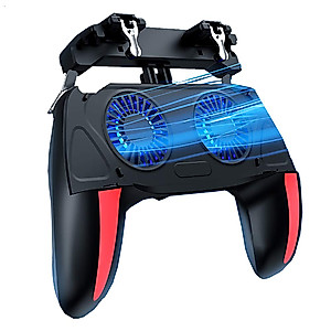 PUBG Mobile Game Controller- Dual Cooling Fan Gaming Triggers with 2200 mAh Build in Battery for 4.7-6.5inch iPhone and Android Phone by ipremium (Dual Fan)