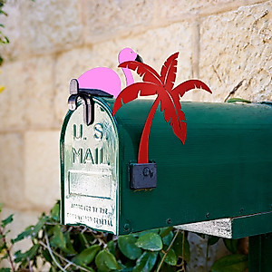 2 Pieces Mailbox Flags Flamingo Coconut Tree Mailbox Replacement Flags for Roadside Mailbox Flag Replacement Metal Mail Box Flag Decorations for Brick Mailbox Hardware, 2 Styles