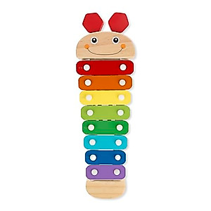 Melissa & Doug Caterpillar Xylophone Musical Toy With Wooden Mallets 15.25" x 6.5" x 1.5 - For Toddlers,Ages 3+,Blue