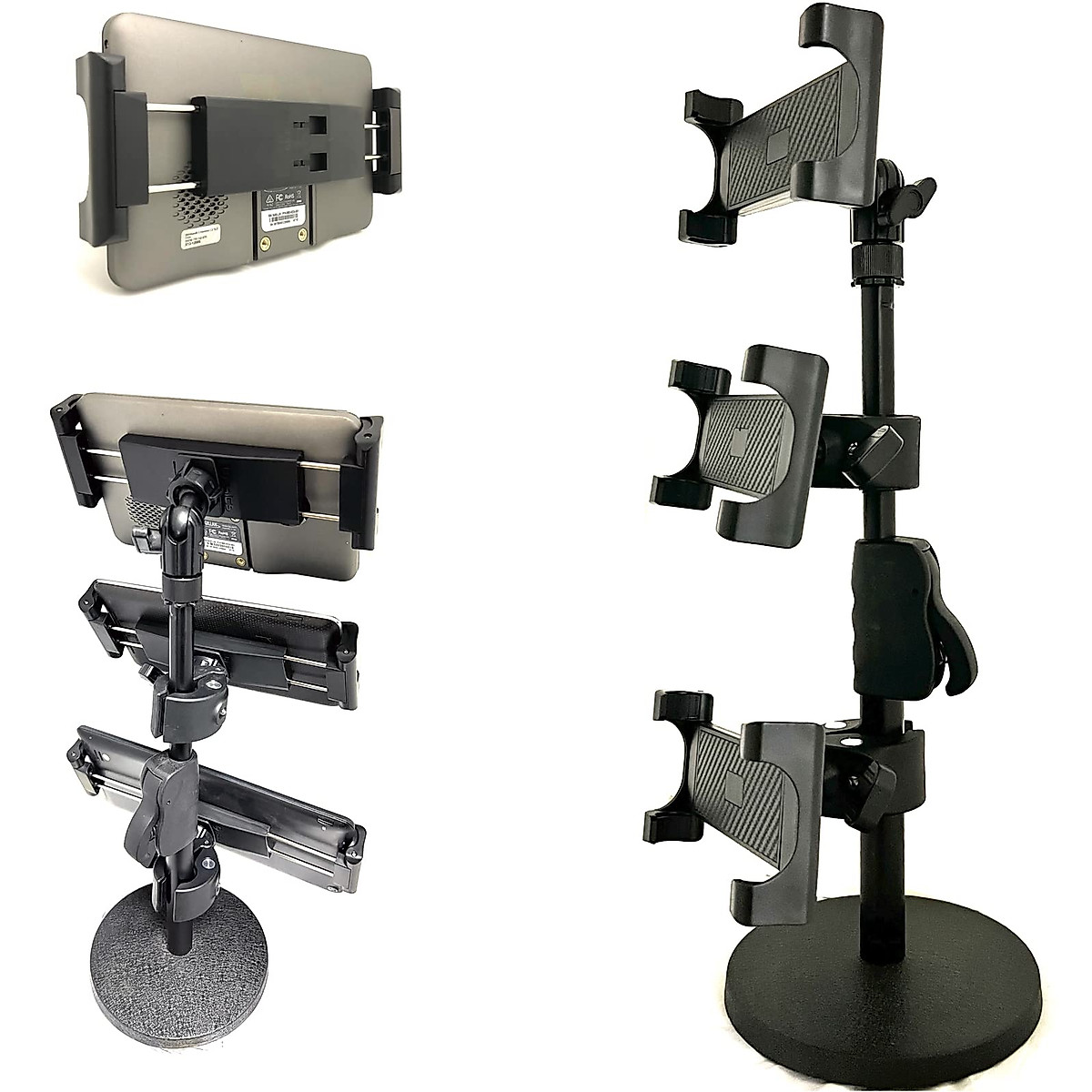 Accessory Basics Universal Tablet/Smartphone 3 in 1 Metal Base CounterTop Table DoorDash Postmate Grubhub Uber Eats Mount Stand for 6 to 13" Screen Tablets and Smartphones