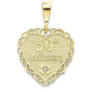 IceCarats 14K Yellow Gold Reversible 50th Anniversary Necklace Charm Pendant 29mm x 20mm Only