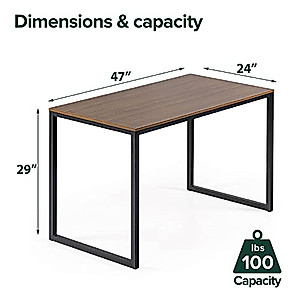 ZINUS Jennifer 47 Inch Black Frame Desk / Computer Workstation / Office Desk / Easy Assembly, Brown