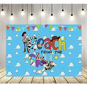 Reach Four The Sky Backdrop for 4th Birthday Party Supplies White Clouds Photo Backgrounds 4th Birthday Theme Baby Shower Banner 59x38in