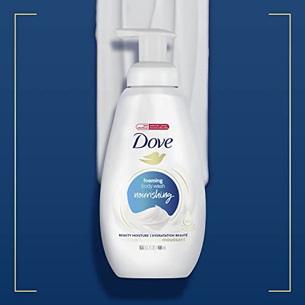 Dove Instant Foaming Body Wash for Soft, Smooth Skin Deep Moisture Cleanser That Effectively Washes Away Bacteria While Nourishing Your Skin, White, 13.5 Oz, Pack of 4