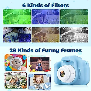 Kids Camera for Boys HOMHOW Toddler Camera for Girls Boys Children, Selfie Camera Kid Toys Christmas Birthday Gift Age 3 4 5 6 7 8 9 Year, 2inch IPS Screen with 32GB SD Card Blue