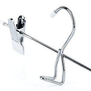 HANGERWORLD 12 Chrome 13.4inch Metal Pants Skirt Adjustable White Non Slip Clip Coat Clothes Garment Hangers with Accessory Hook