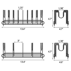 [Pack of 2] Pan Lid Organizer, Pan Organizer for Kitchen Inside Cabinet, Lid organizer for the pots and pans, Plates Holder Organizer for the Lid, Dish, Baking Pan, Chopping Board on Countertop (Black)