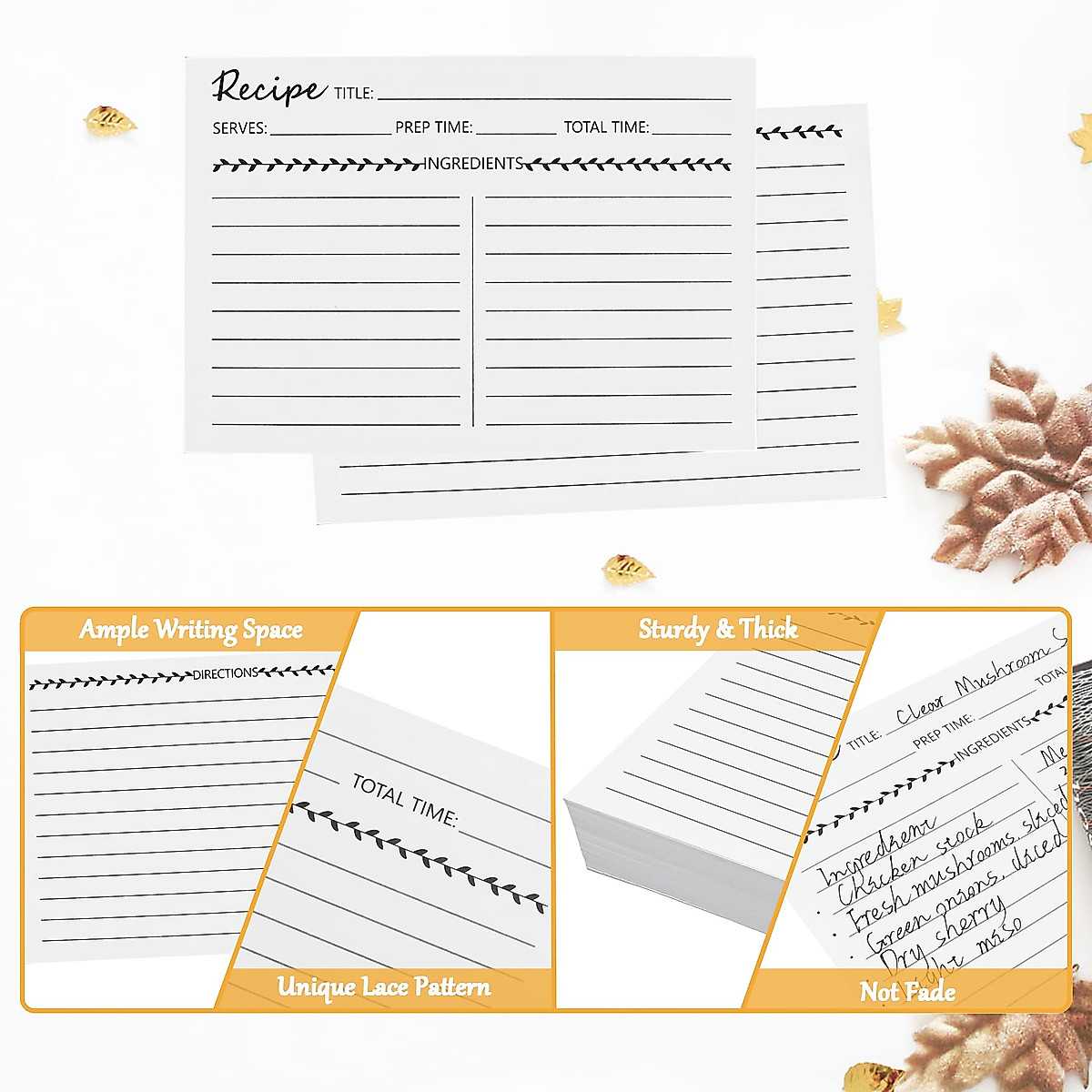 Fortuning's JDS Recipe Box with Cards and Dividers, Pinewood Recipe Organizer with 100 Double Sided 4x6 Recipe Cards, 100 Card Sheet Protectors, 12 Dividers and 2 Label Stickers