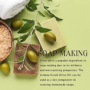Athena • Greek Olive Oil For Soap Making • 1 Gallon (128 oz) • Pomace Grade/Food Grade • Castile Soap Base-Resealable Cap • Extra Light Olive Pomace Oil • Olive Oil Soap Supplies, Skin, Massage Oil,