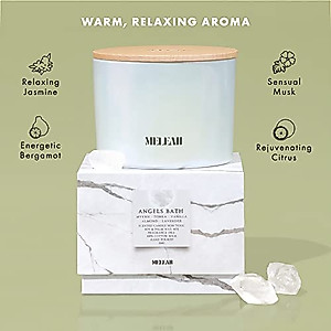 Meleah Angel’s Bath Scented Candle for Home, Spa or Meditative Space, Natural Soy Wax Candles Scented with Lavender, Almond and Vanilla in Decorative Glass Jars, Delicate, Cozy Scent (138x138x167mm)
