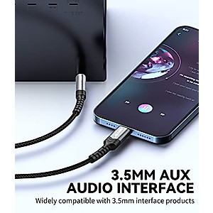 FONVOi AUX Cord for iPhone 【4 Feet,MFi Certified】 Lighting to 3.5mm AUX Cord for Car,Compatible with iPhone 14/13/12/11/XR/ipad/ipod to car Stereo/Speaker/Headphone