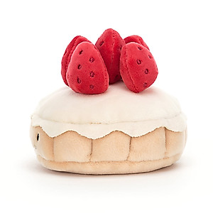 Jellycat Pretty Patisserie Tarte Aux Fraises Stuffed Toy, 4 inches | Pastry Plush | Great Gift Idea