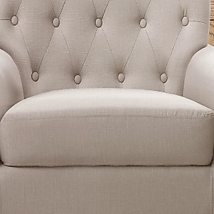 Rosevera Rylee 30”Accent Fabric Upholstered Arm Tufted Comfy for Reading in Bedroom,Living Room, Sofa Chair,Armchair for Small Space,Wood Legs, Standard, Beige