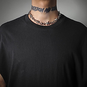 Unisex Gothic Barbed Wire Necklace - 20inches Gothic Jewelry Silver Barbed Wire Thorns Choker Chain Necklaces Punk Accessories Gifts for Women Men