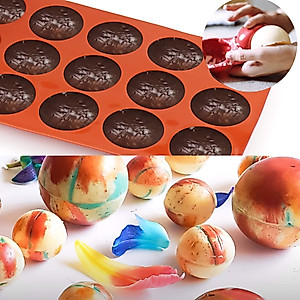 Mity rain (3 Pcs) 15 Cavity 2 inch Hot Cocoa/Chocolate Bomb Mold, 45 Cavity Total Semi Silicone Mold, Half Sphere Mold for Cake, Jelly, Pudding, Dome Mousse