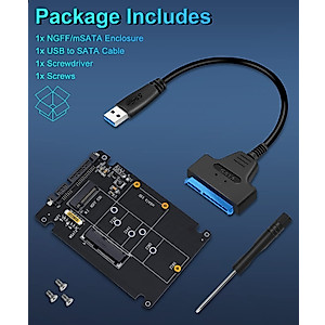 ZEXMTE M.2 NGFF or mSATA to USB 3.0 Adapter 2-in-1 NGFF or mSATA Converter Reader Card with SATA Cable Converter as Portable Flash Drive External 2.5 inch Hard Drive,Support SATA NGFF B/B+M Key SSD
