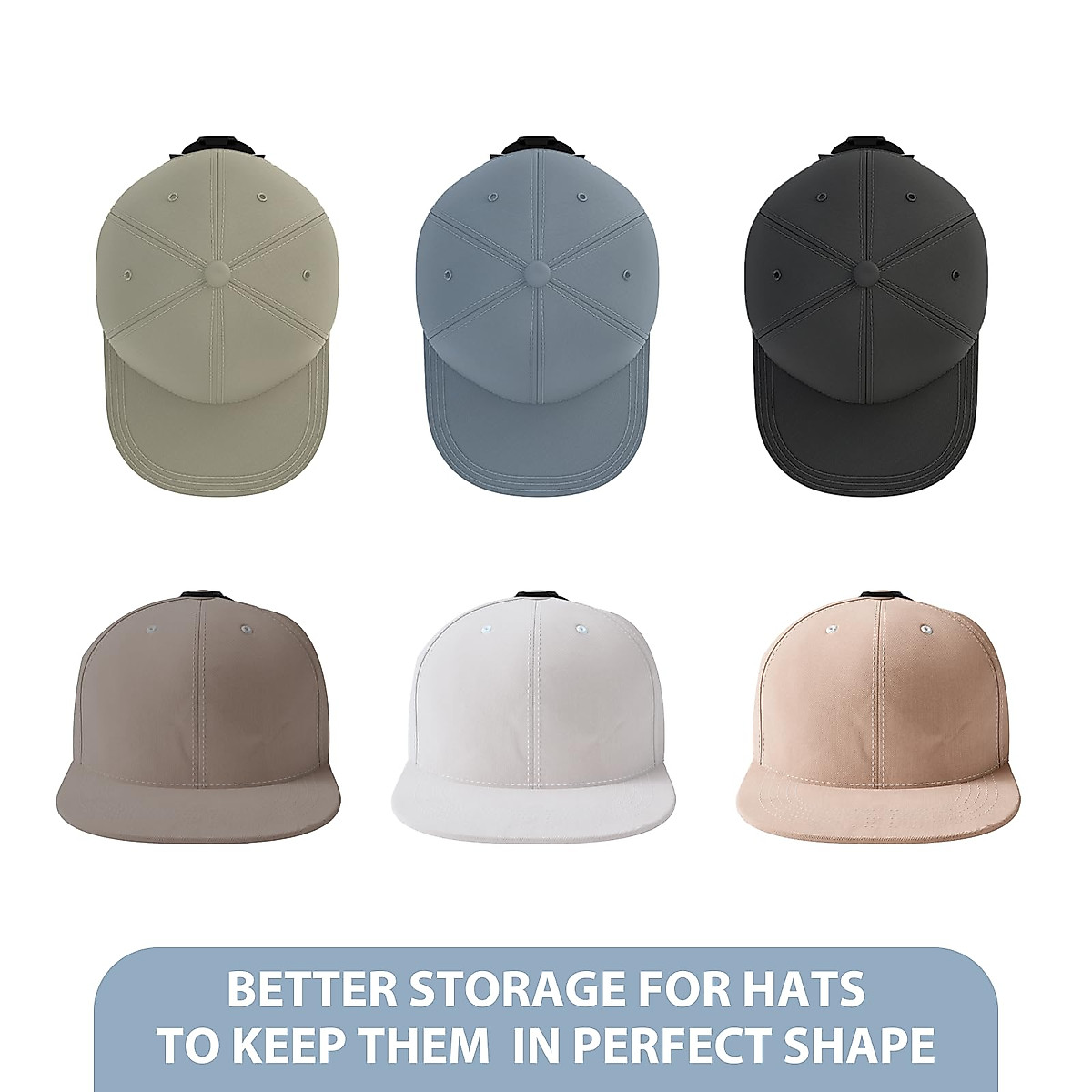 Puiuisoul 20 Pack Adhesive Hat Hooks for Wall, Hat Hangers for Baseball Caps, Hat Holder on Wall, No Drilling Required Wall Mount Hat Rack, Space-Saving Hat Display and Organizer