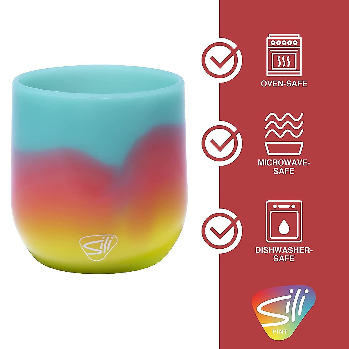Silipint: Silicone 12oz Stemless Wine Glasses: 2 Pack Aurora - Reusable Flexible & Unbreakable Cups, Sustainable, Hot/Cold Drinks