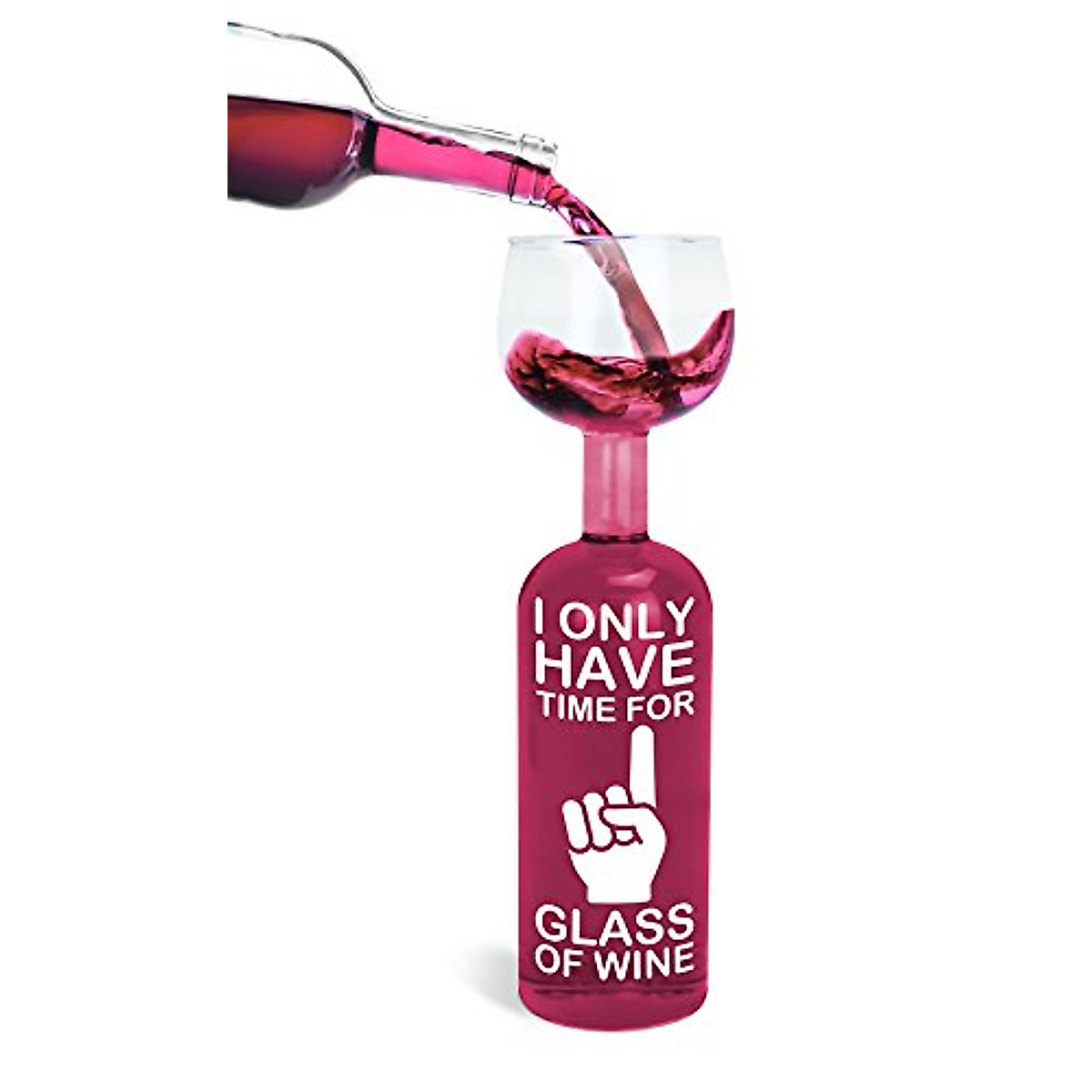 BigMouth Inc. Wine Bottle Glass - “I Only Have Time for 1 Glass of Wine”, Large Wine Glass, Holds an entire 750mL Bottle of Wine