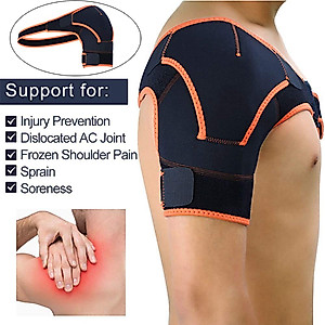 ZJchao Shoulder Brace, Adjustable Shoulder Support Brace Strap Joint Sport Gym Compression Bandage Wrap Breathable Shoulder Support for Women and Men