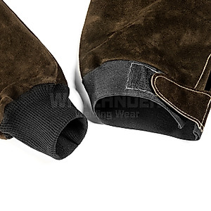 Waylander REGIN Split Leather Welding Sleeves Lined for Arms from Genuine Split Leather Cowhide; Adjustable Upper Arm Bands and Kevlar Stitching; Heavy Duty Arm Shields; Inside lining