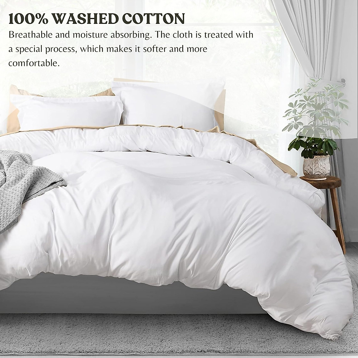 King Size Duvet Cover with Zipper Closure, Egyptian Cotton Luxury Duvet Cover, 800 Thread Count Comforter Cover Sets 3 Piece, 1 Duvet Cover + 2 Pillowcases, 90” x 104" White Duvet Cover Set