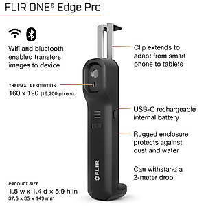 FLIR ONE EDGE PRO Wireless 160 × 120 IR camera with Ignite for iOS and Android