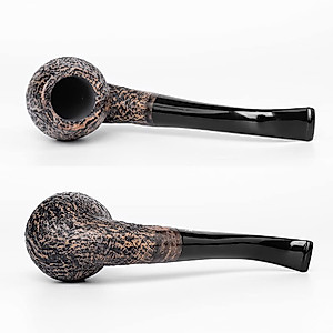 MUXIANG Pipe with Rusticated Finished,Bent Pipe Stem Cools The Tobacco Pipe and Easy to Clean AA0014S-PS2