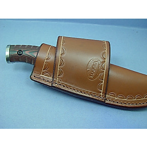 Cross Draw Knife Sheath for Buck Selkirk Knife, Leather Fixed Blade Knife Holder, Dyed Light Brown