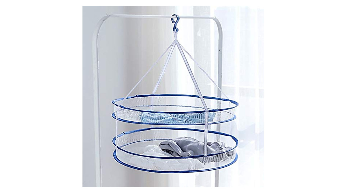 UXZDX Mesh Clothes Drying Basket – Foldable Double-Layer Sweater Dryer