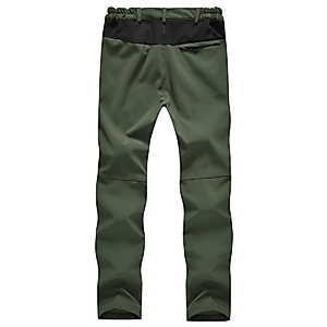 Rdruko Women's Hiking Pants Outdoor Waterproof Windproof Softshell Fleece Slim Snow Ski Pants(Green, US M)