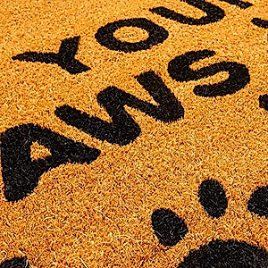 Juvale Nonslip Coco Coir Mat for Entrance, Wipe Your Paws Doormat for Front Door Entry, Dog Lovers (17 x 30 in)