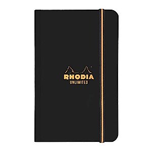 Rhodia "Unlimited” Pocket Notebook - Lined 60 sheets - 3 1/2 x 5 1/2 - Black Cover