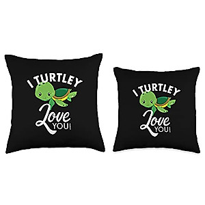 Valentines Turtle Novelty Attire Shop Cute Turtle I Turtley Love You Valentine Present Throw Pillow, 16x16, Multicolor
