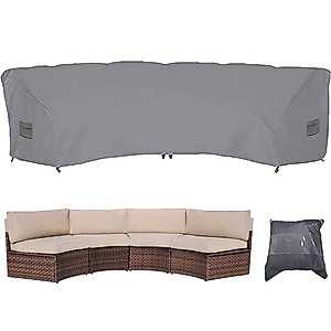Skyour Patio Sectional Curved Sofa Protector Cover Waterproof Heavy Duty 420D Oxford Outdoor Sectional Curved Couch Sofa Furniture Covers with Windproof Reinforced Buckles (89.76x45.67x33.86in)