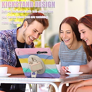 Shockproof Case for Galaxy Tab S8 Ultra 14.6 Inch 2022, Heavy Duty Rugged Cover with 360 Rotating Hand Belt Shoulder Strap S Pen Holder for Samsung Tab Ultra 14.6'' Tablet, Colorful Pink