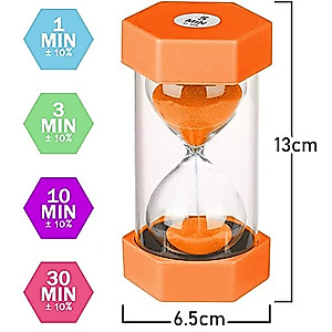 BEXPECTED 5 Pack Sand Timer Colorful Sandglass Timer Hourglass Set Sand Clock Timer Hourglass 1/3/5/10/30 Minutes Games Classroom Kids Kitchen, Blue, Green, Prange, Purple, Pink, 36.5 * 14 * 7.5 cm