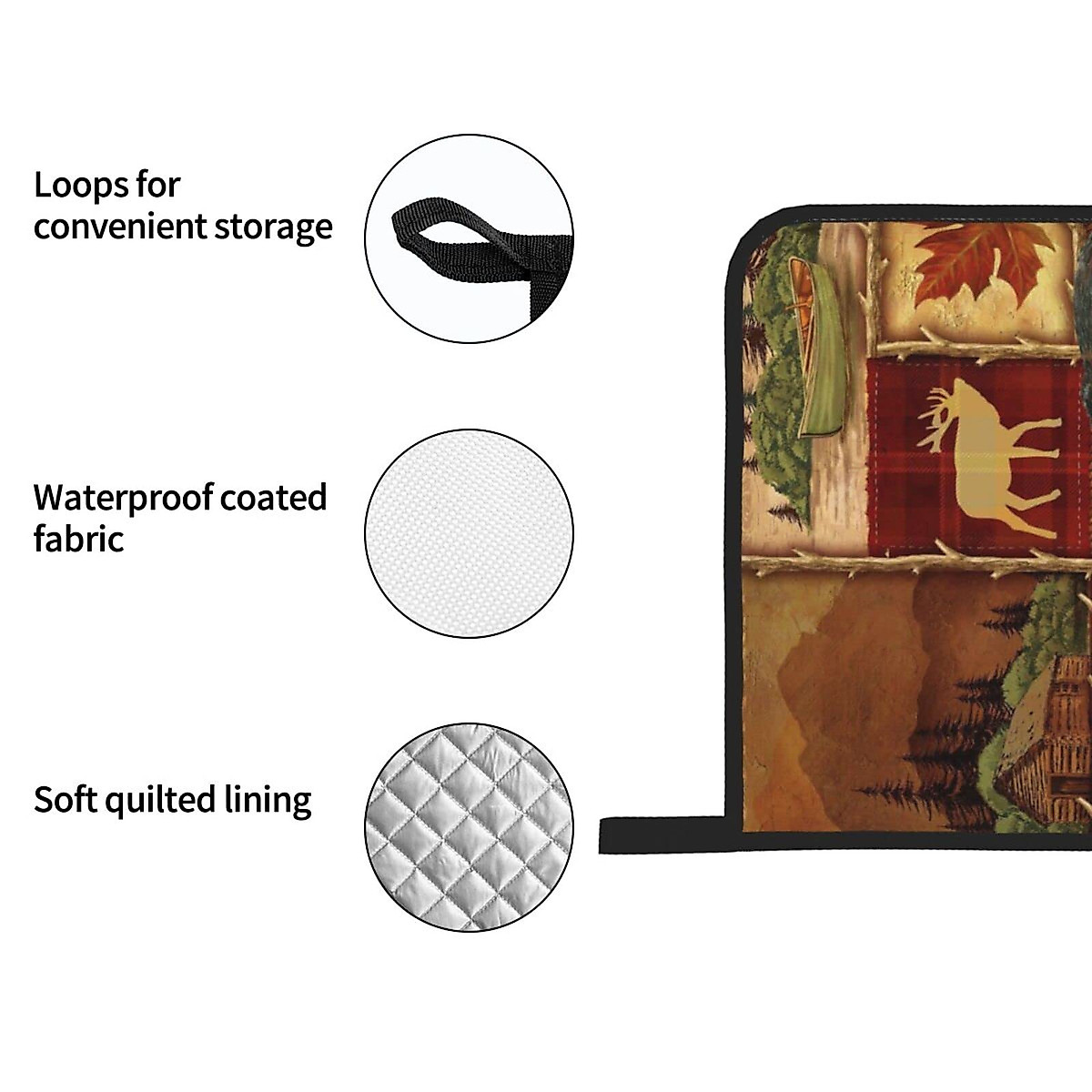 Msacrh Lodge Style Northwoods Cabin Oven Mitts and Pot Holders Sets of 4,Cotton Lining with Non-Slip Hot Pads,Heat Resistant Oven Gloves for Kitchen,Cooking,Baking,Grilling